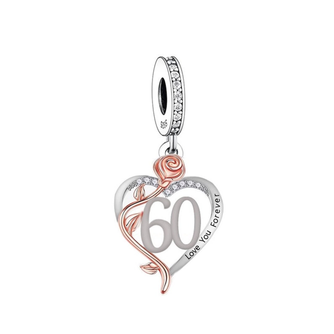 60th I Love You Forever Numbers Anniversary Birthday Charms Fit All ...