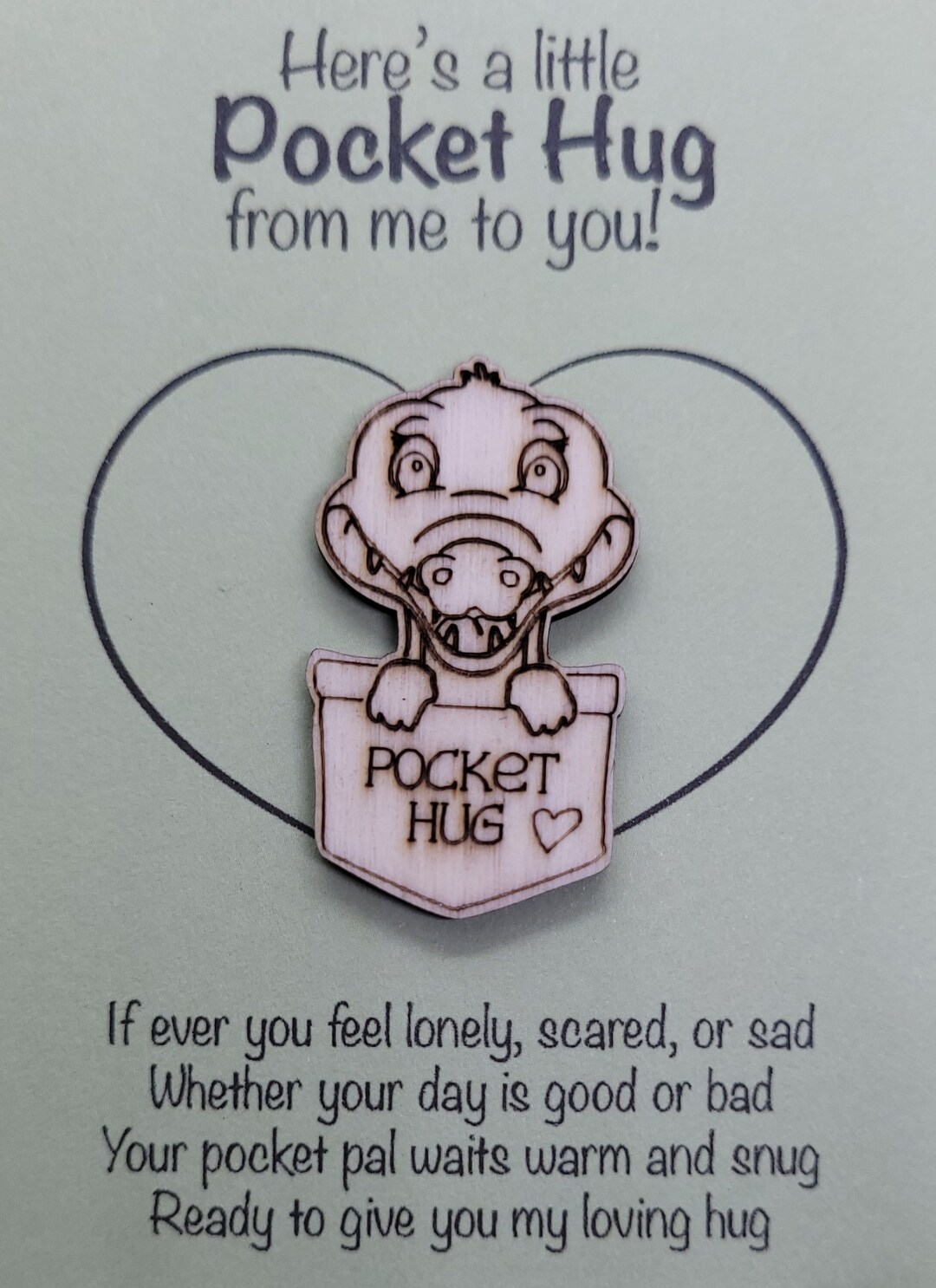 Crocodile Handmade Wooden Pocket Hug Token Love Gift Little Pocket Hug ...