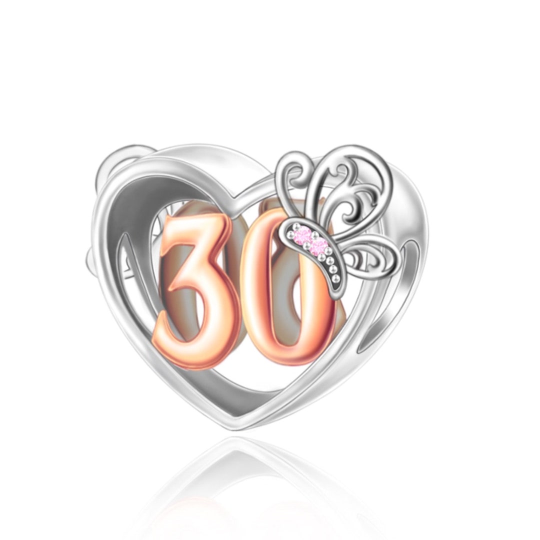 30th Numbers Anniversary Birthday Charms Fit Bracelets Dangle Charm ...