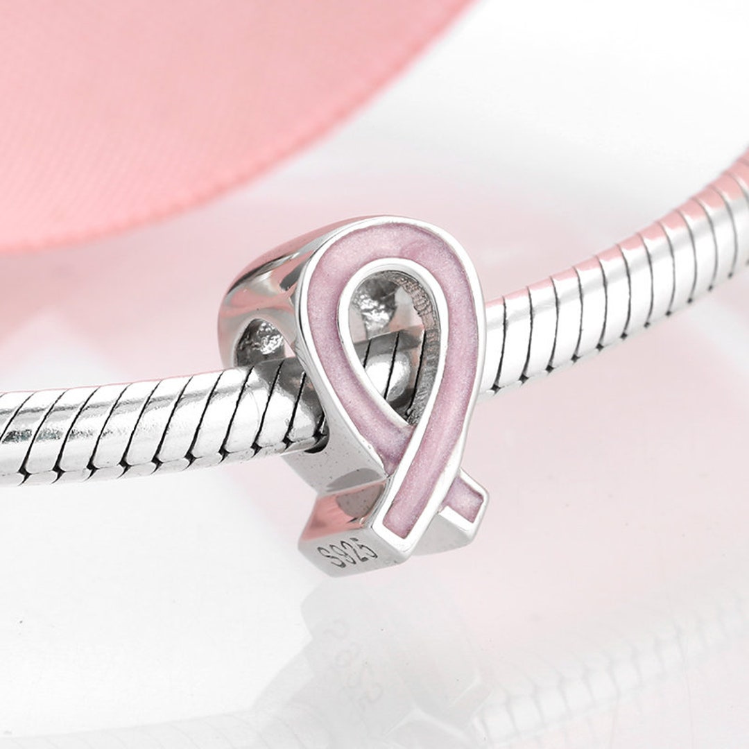 Pink Ribbon Breast Cancer Awareness Charms Bracelets, 925 Sterling ...