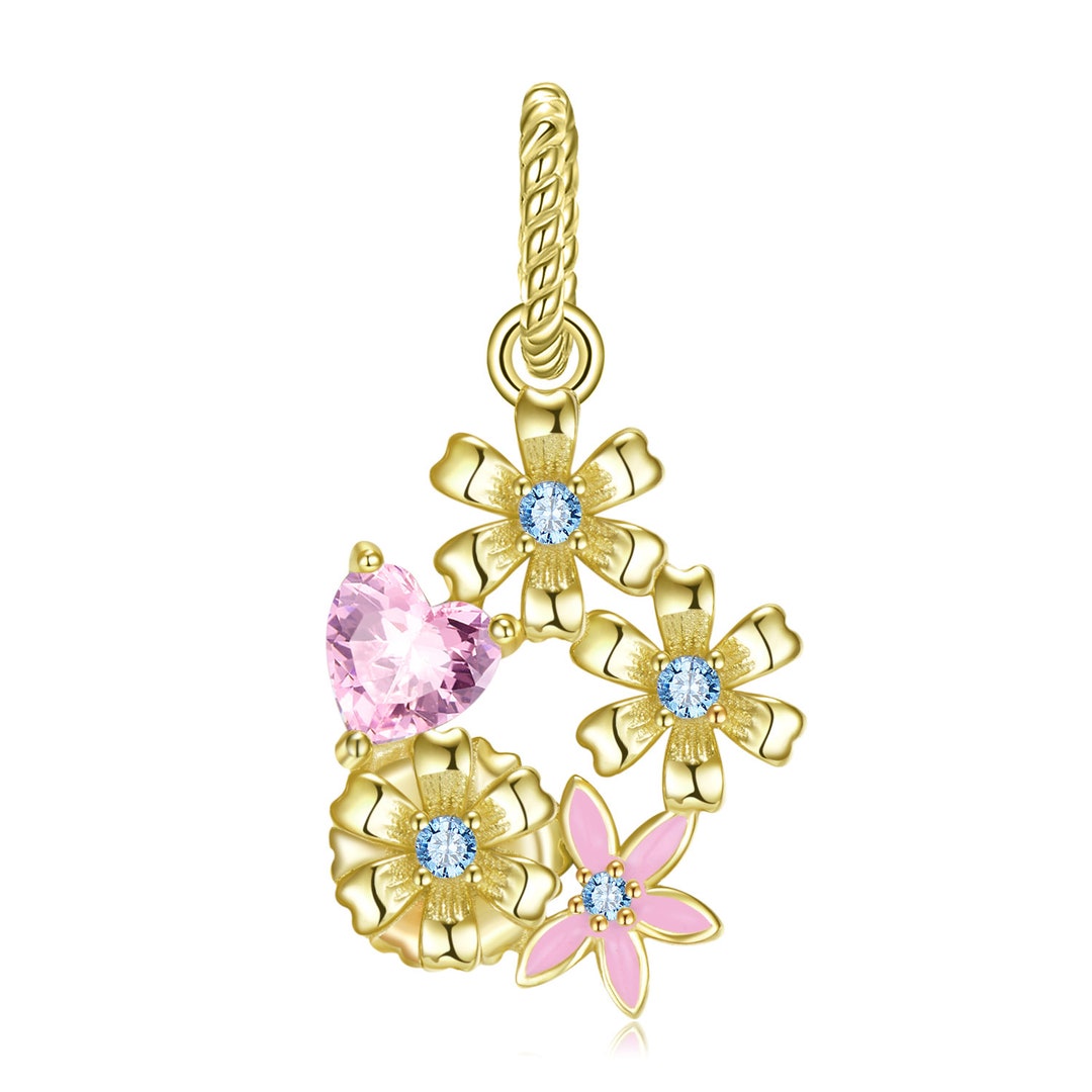 October Marigold Calendula Birth Month Flower Charms , 925 Sterling ...