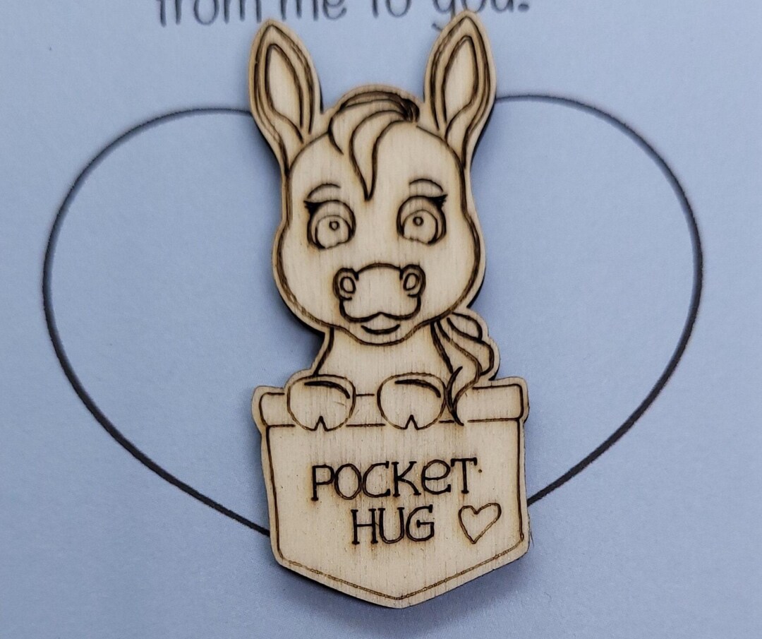 Donkey Handmade Wooden Pocket Hug Token Love Gift Little Pocket Hug ...