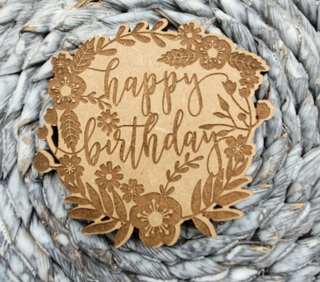 Wooden Happy Birthday Coaster, Banners, Cake, Balloons Birthday Gift ...