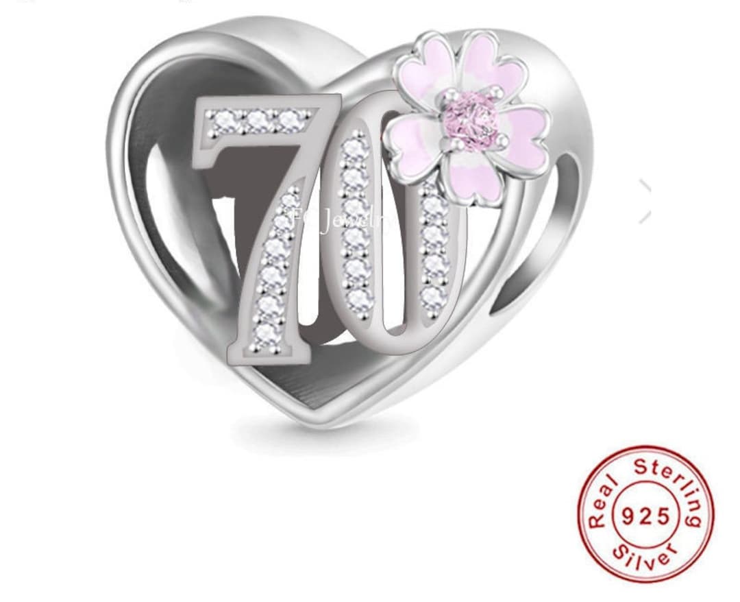 70th Birthday Celebration, 925 Sterling Silver 70th Birthday Charm Bead ...