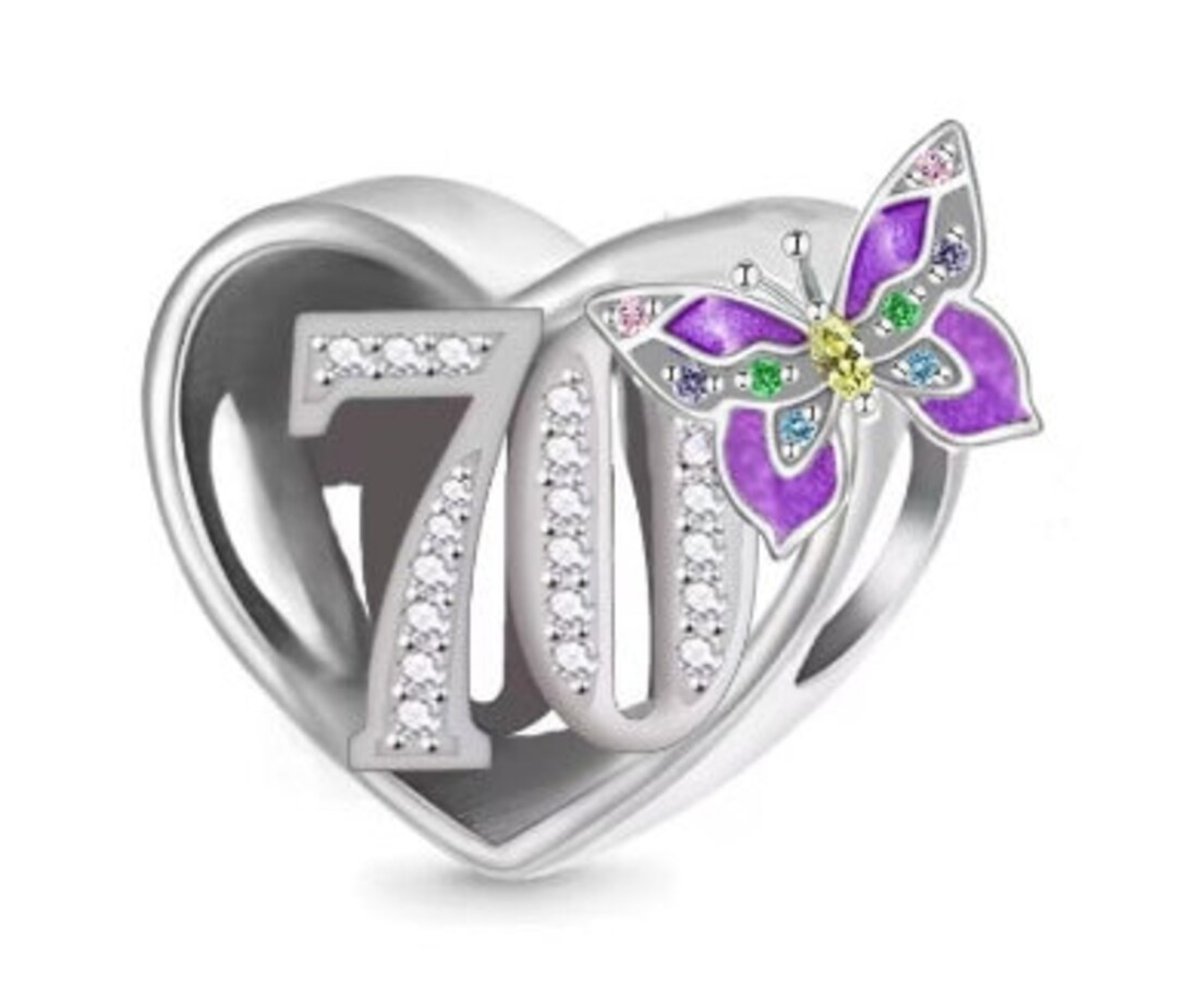 70th Birthday Celebration, 925 Sterling Silver 70th Birthday Charm Bead ...
