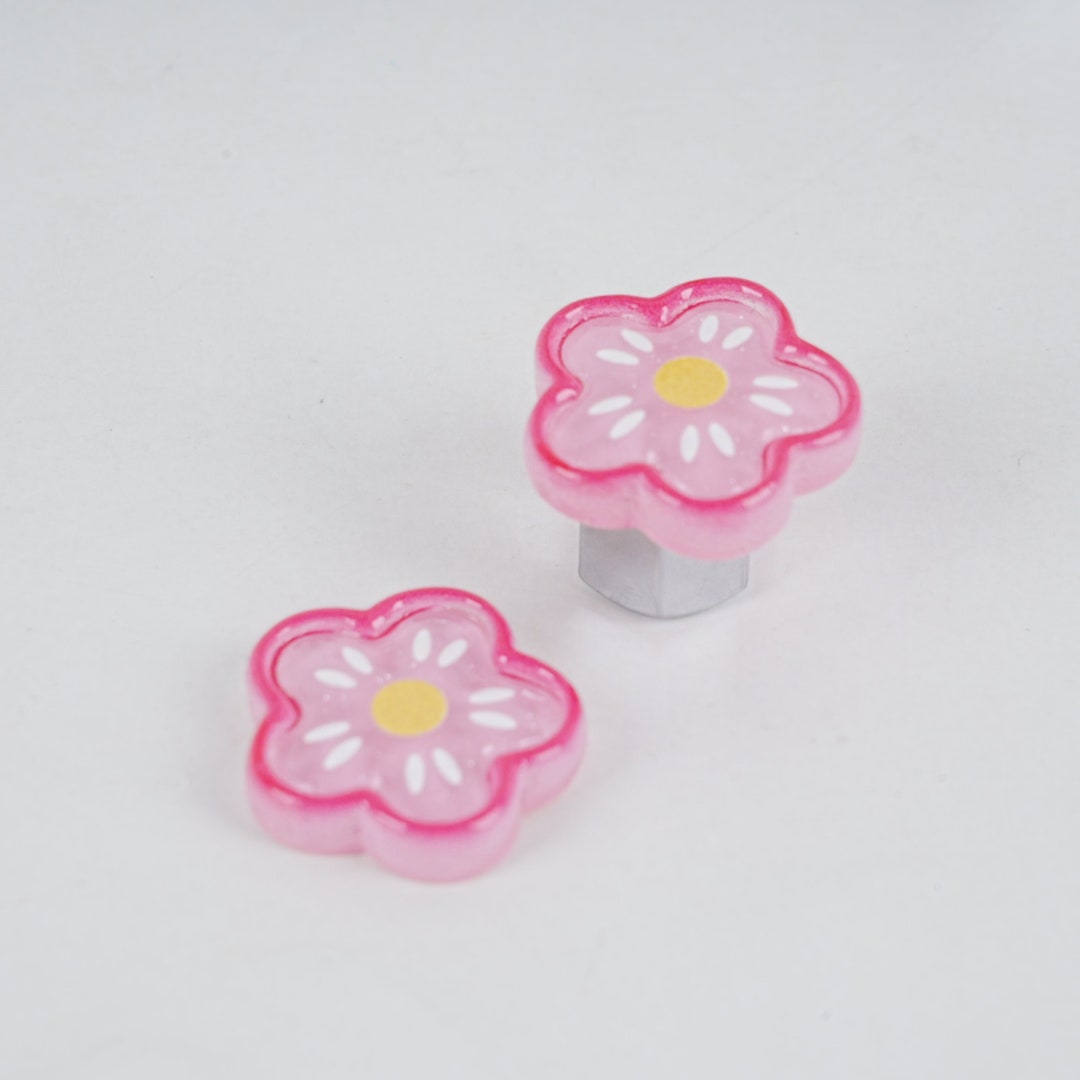 Pink Flower Valve Caps Set, Flower Tire Valve Stem Caps, Valve Caps for ...