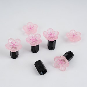 Pink Cherry Blossoms Car Valve Cap Set, Sakura Cherry Blossom Tire ...