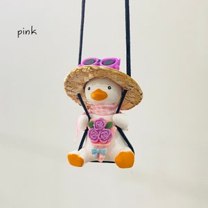 Cute Swing Duck, Car Rear View Mirror Hanging With Swim Ring, Swinging ...