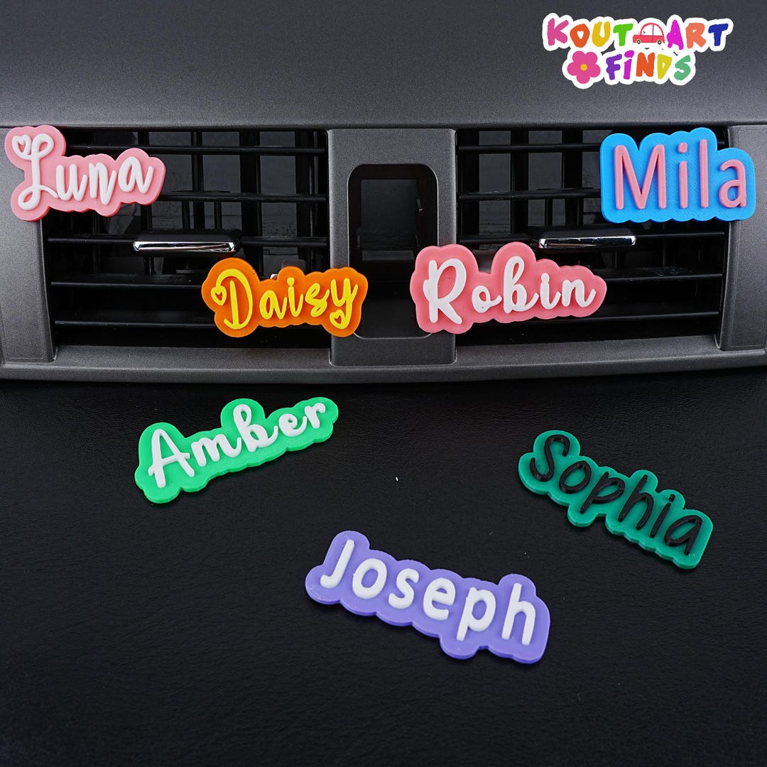 3D Printed Name Car Air Vent Clips, Personalized Name Car Vent Clips ...