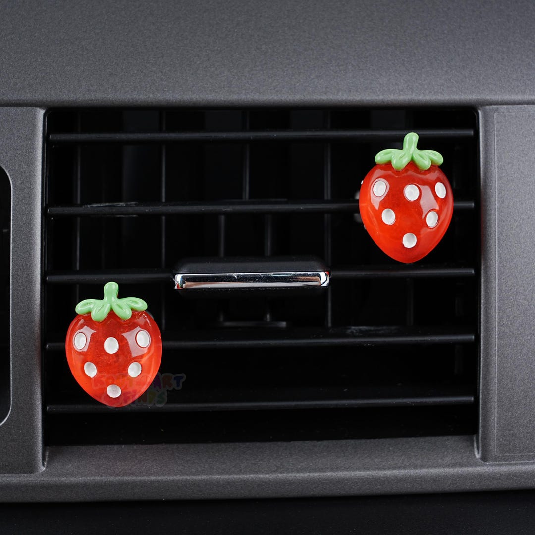 2PCS/SET Boho Strawberry Car Vent Clips, Cartoon Strawberry Car Vent ...