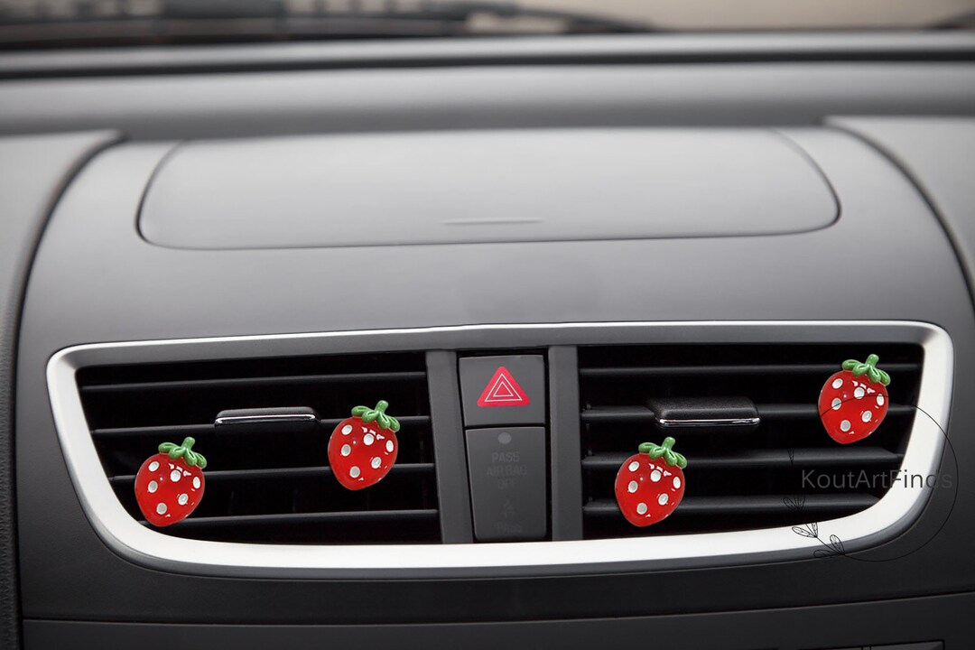 2PCS/SET Boho Strawberry Car Vent Clips, Cartoon Strawberry Car Vent ...