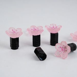 Pink Cherry Blossoms Car Valve Cap Set, Sakura Cherry Blossom Tire ...