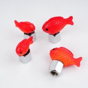 Red Fish Valve Wheel Tyre Air Caps, Valve Cover Black, Tire Valve Cap ...
