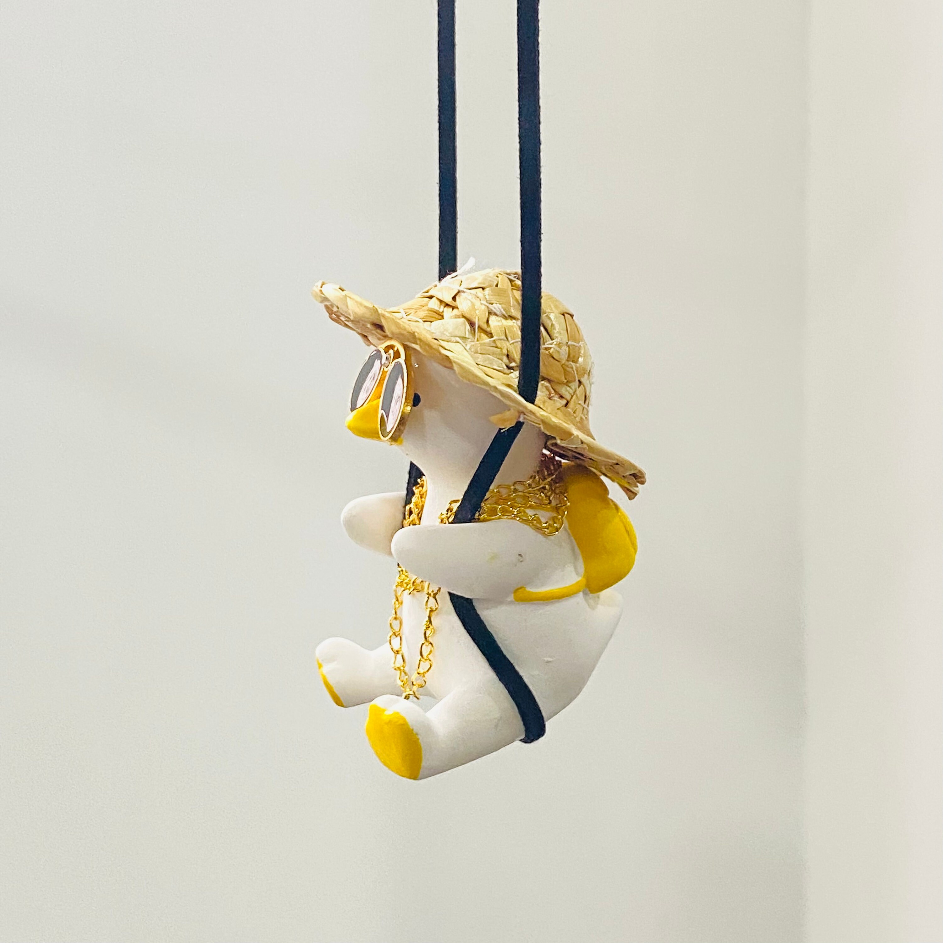 Cute Swing Duck, Car Rear View Mirror Hanging With Swim Ring, Swinging ...