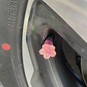 Pink Cherry Blossoms Car Valve Cap Set, Sakura Cherry Blossom Tire ...