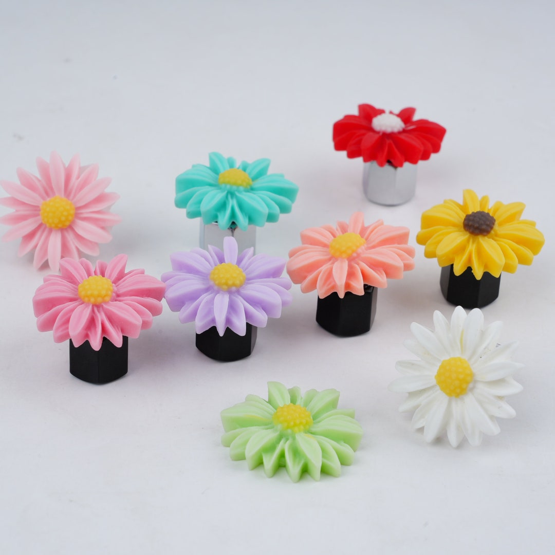 Colorful Daisy Tire Valve Stem Caps,blue Purple Pink Floral Flower ...