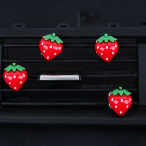 5PCS/SET Cute Strawberry Car Air Vent Clips, Air Conditioning Outlet ...