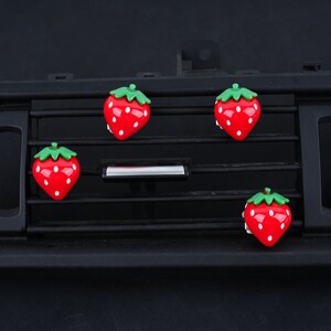 5PCS/SET Cute Strawberry Car Air Vent Clips, Air Conditioning Outlet ...