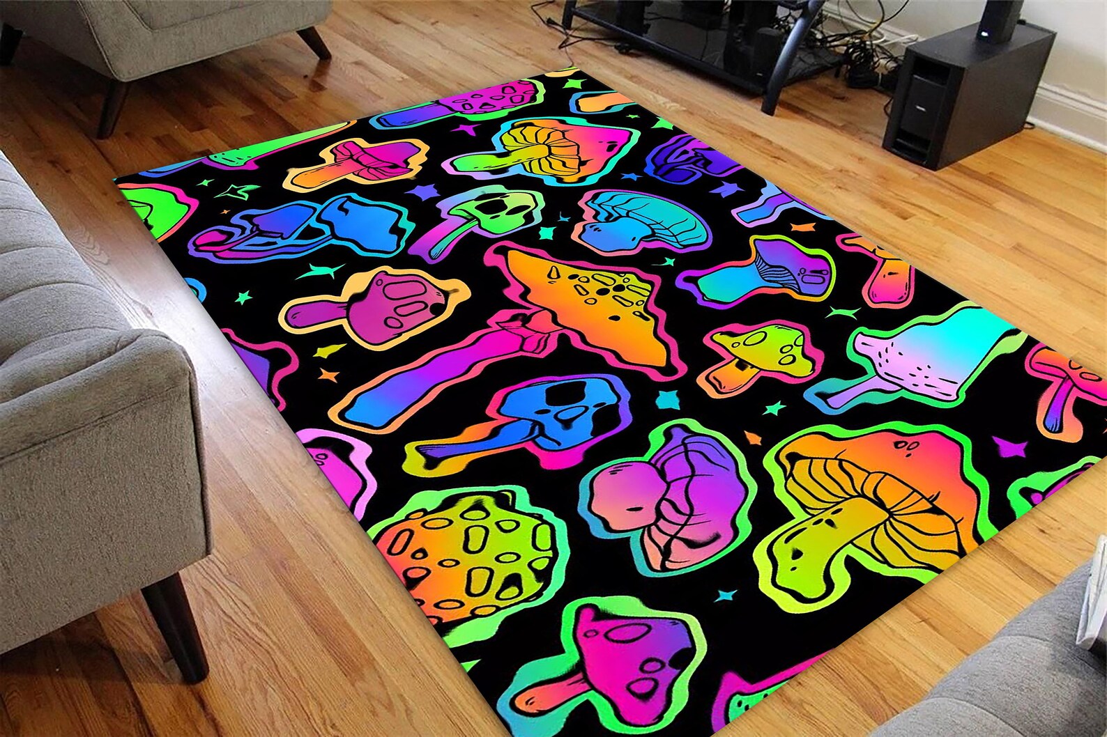 Mushroom Rug,mushrooms Carpet,living Room Rug,area Rug,colorful ...