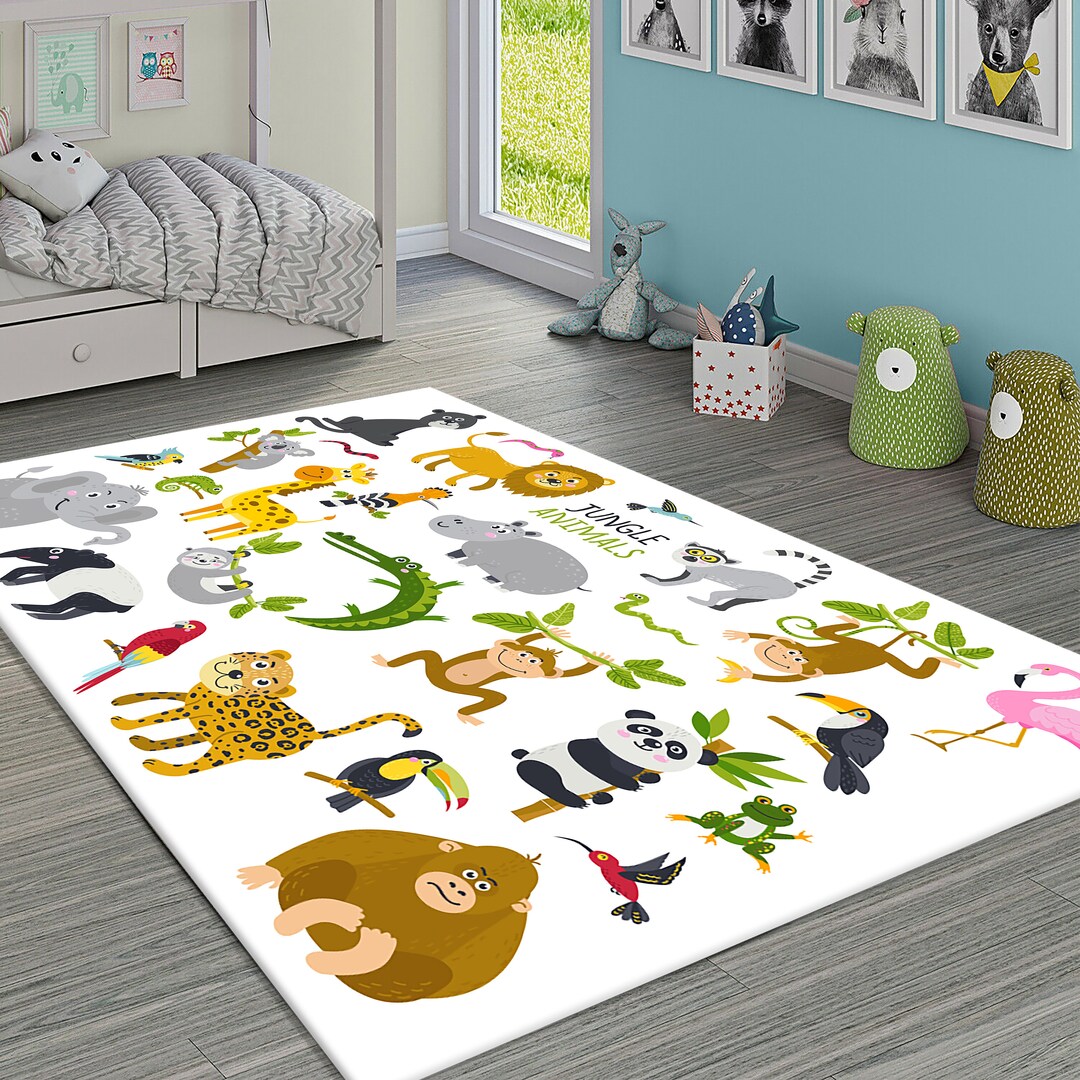 Jungle Animals Rug / Play Mat / Kids Game Rug / Play Room - Etsy