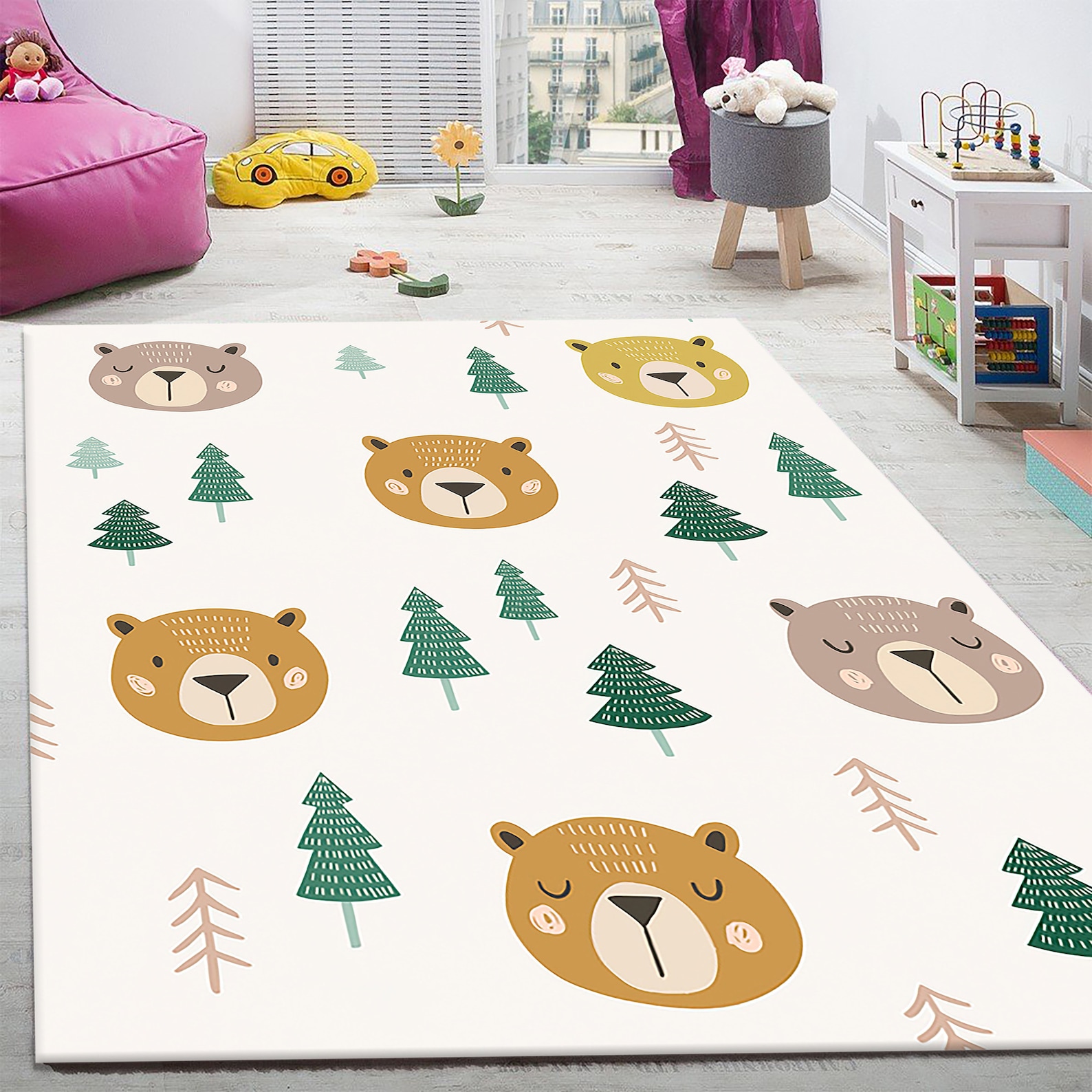 Cute Animal Alphabet Kids Rug, Learning Rug, Nursery Rug, City Road Rug ...