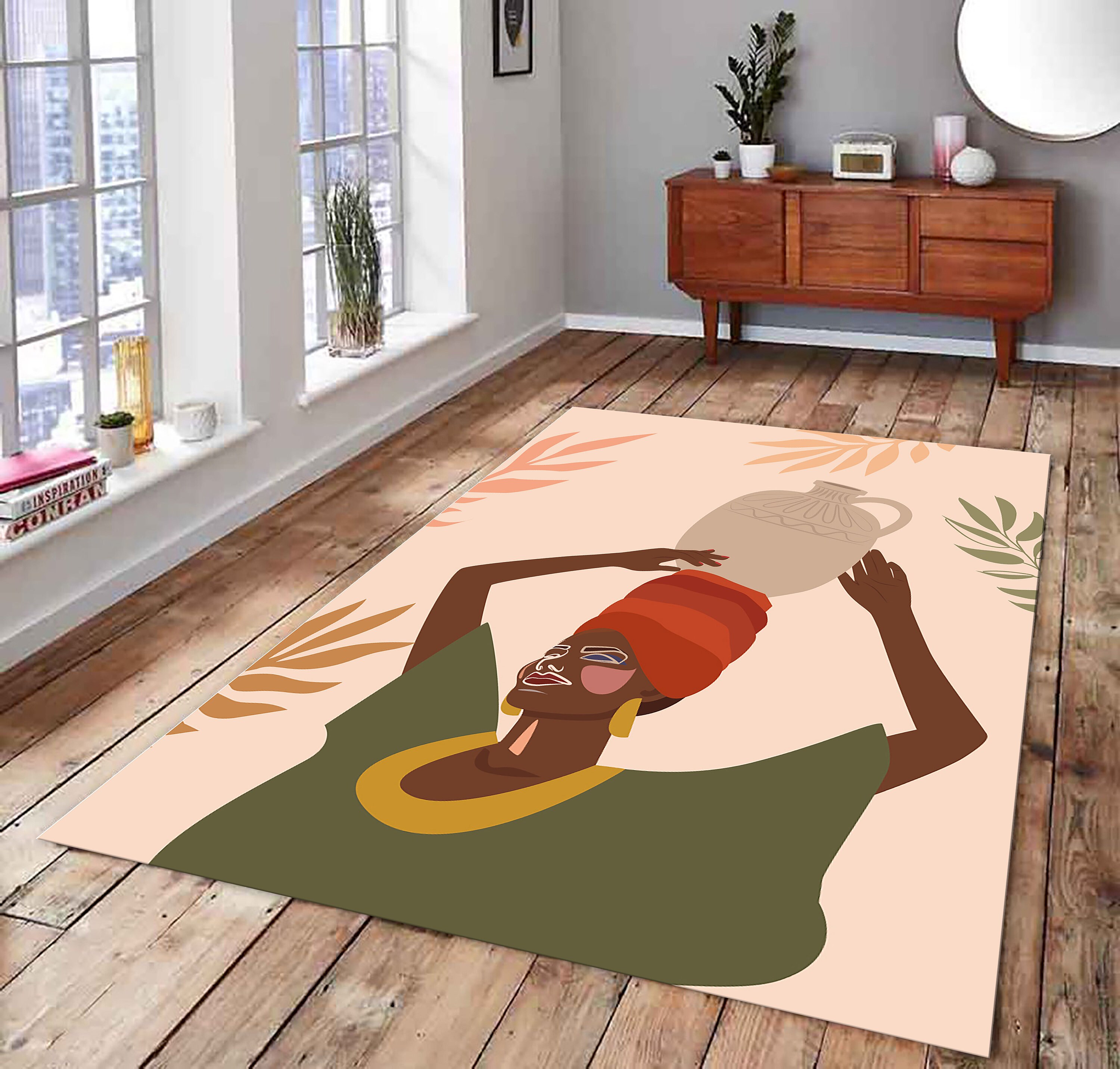 Gold Black Woman Rug Black Pattern Woman Rug Cool Office - Etsy