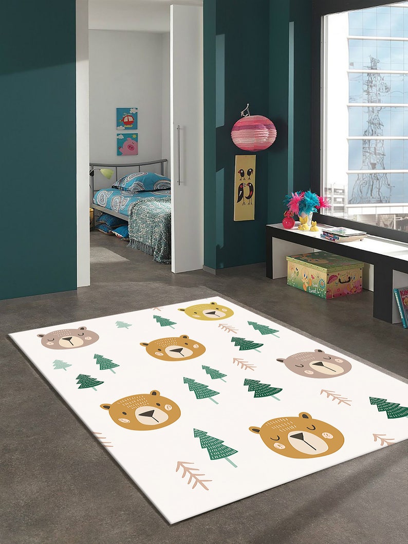 Cute Animal Alphabet Kids Rug, Learning Rug, Nursery Rug, City Road Rug ...