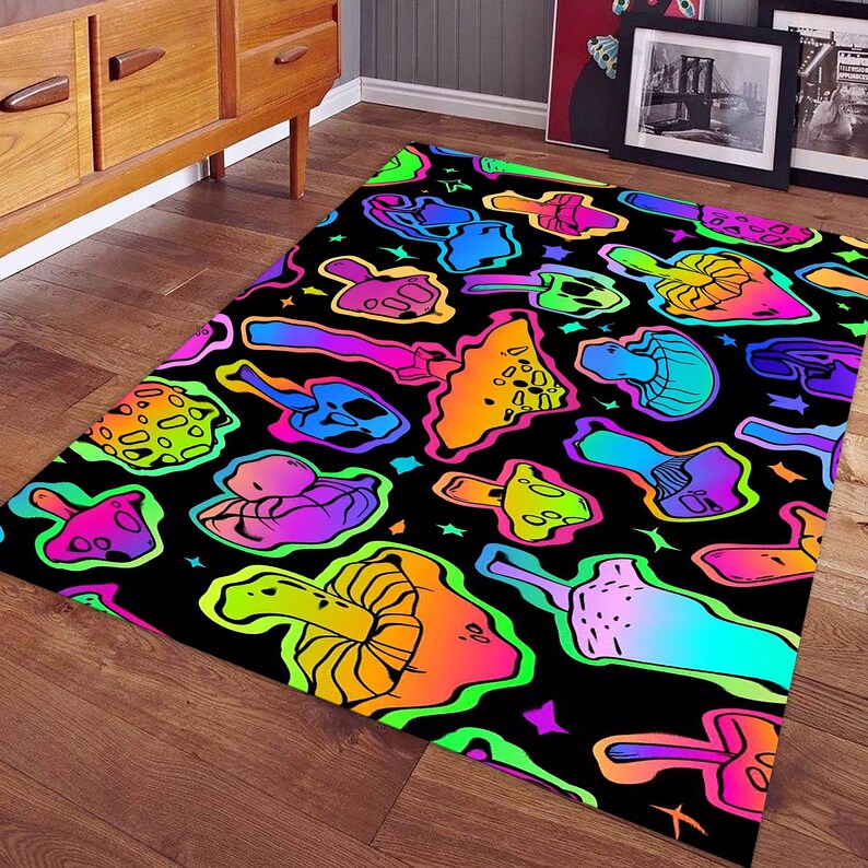 Mushroom Rug,mushrooms Carpet,living Room Rug,area Rug,colorful ...