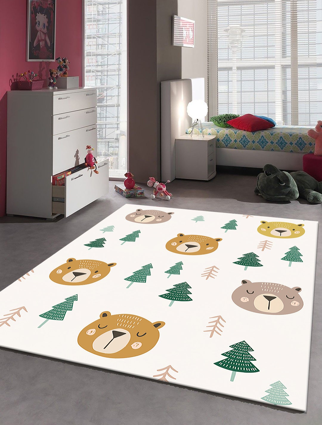 Cute Animal Alphabet Kids Rug, Learning Rug, Nursery Rug, City Road Rug ...