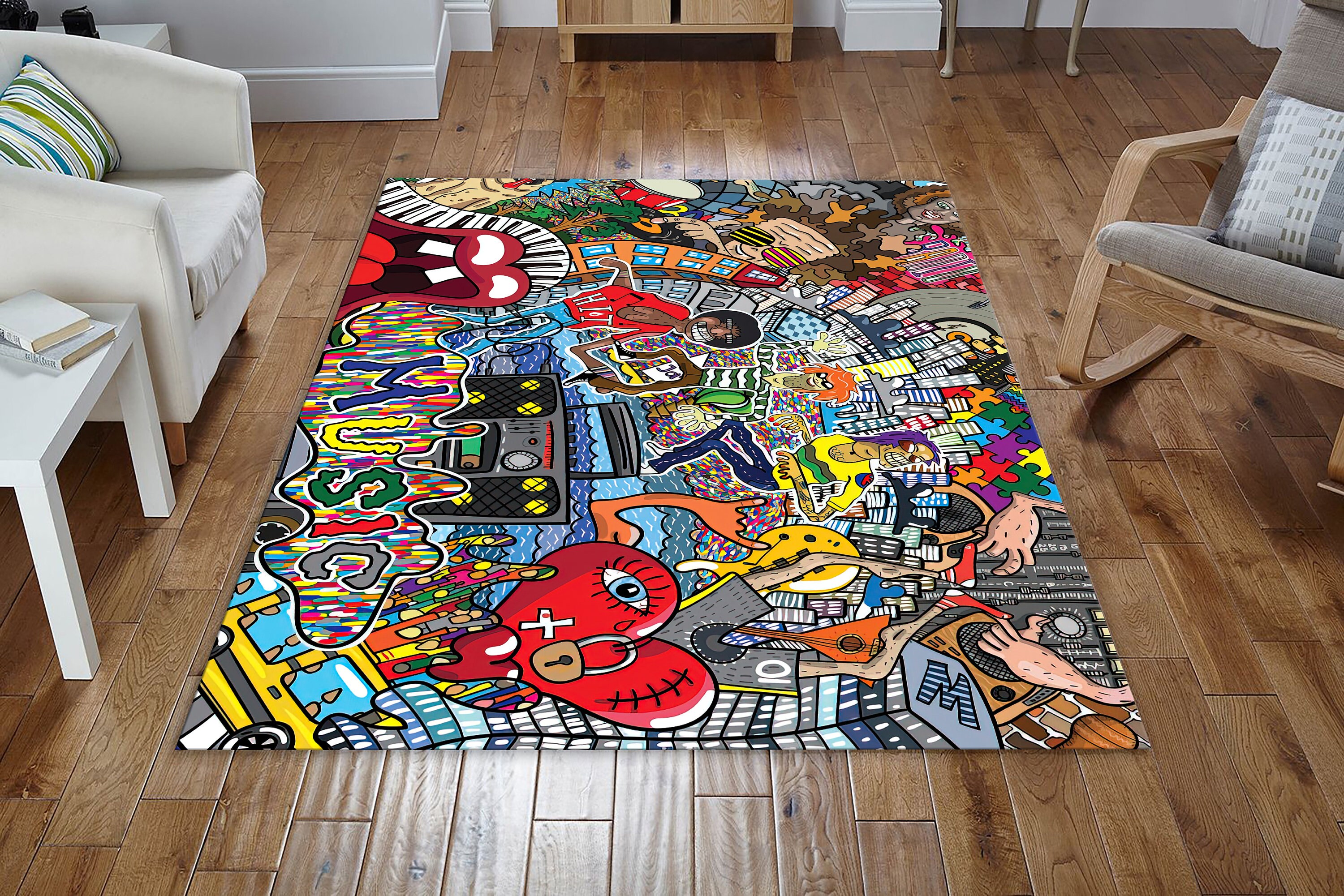 Graffiti Rug Carpet, Graffiti Patterned Rug, Custom Rug, Design Carpet ...