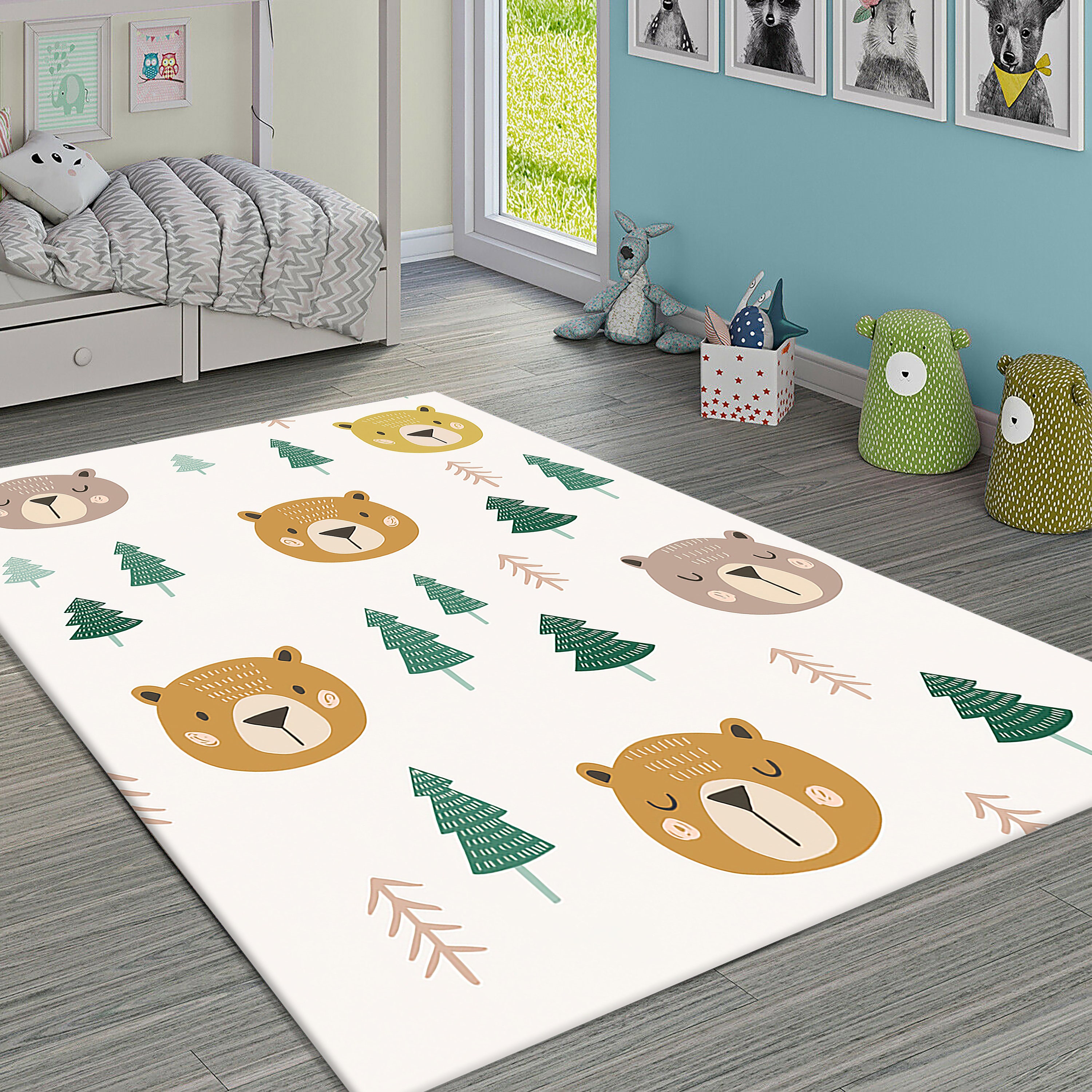 Cute Animal Alphabet Kids Rug, Learning Rug, Nursery Rug, City Road Rug ...