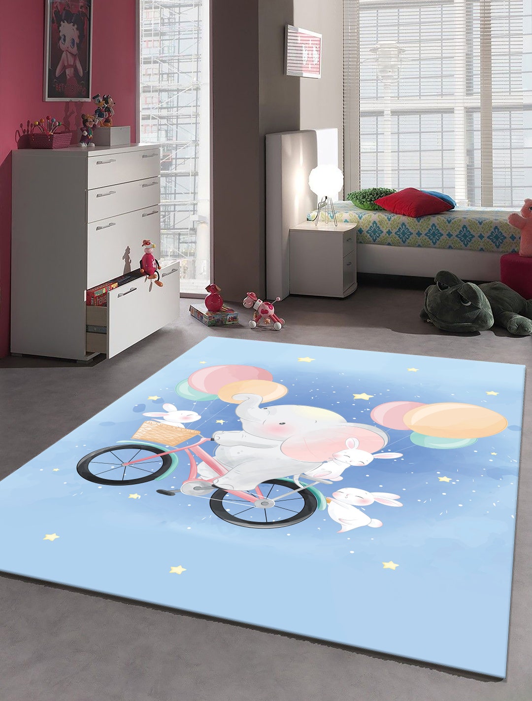 Dumbo Rug, Elephant Rug, Nursery Rug, Baby Room Rug, Kids Room Rug ...