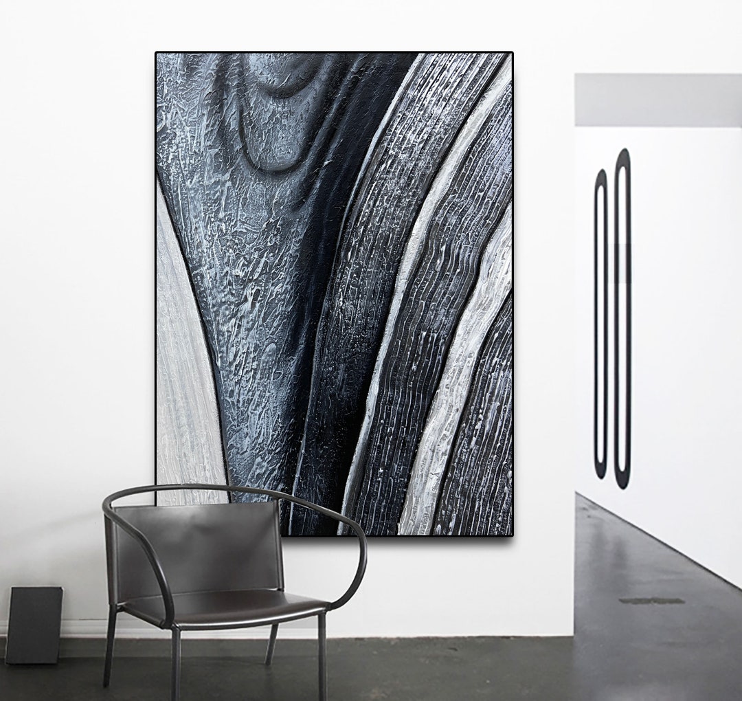 Large Wall Gray Abstract Wall Painting Oversized Gray Abstract Art ...