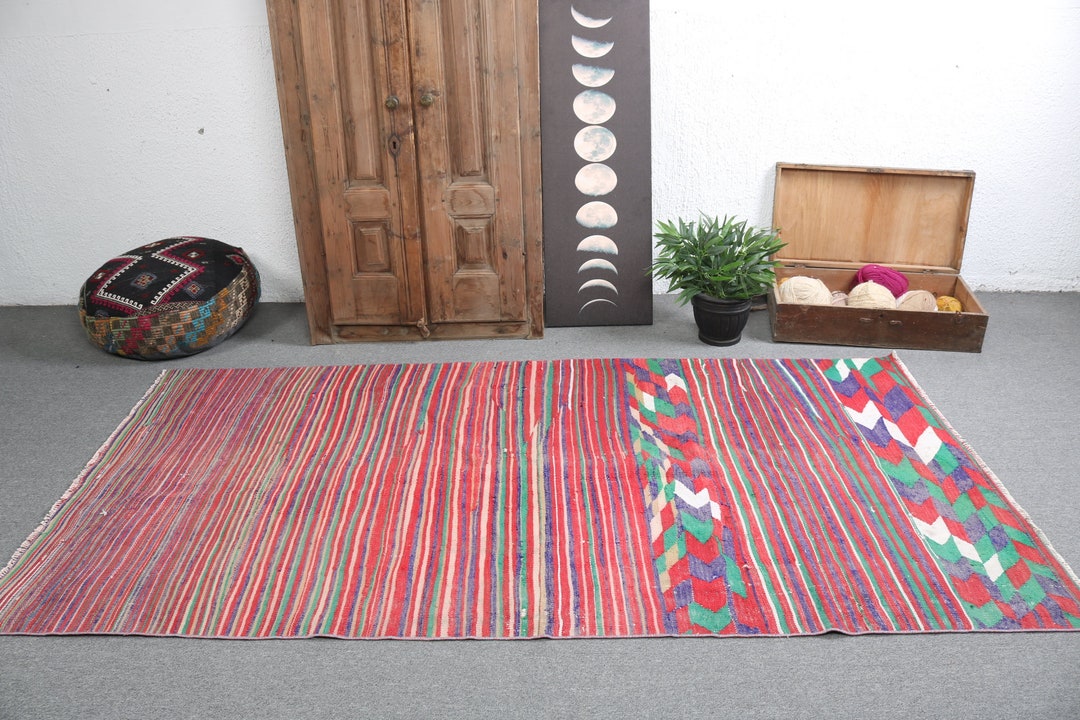 Vintage Kilim, Turkish Kilim, Area Kilim, Striped Kilim, Rugs for ...