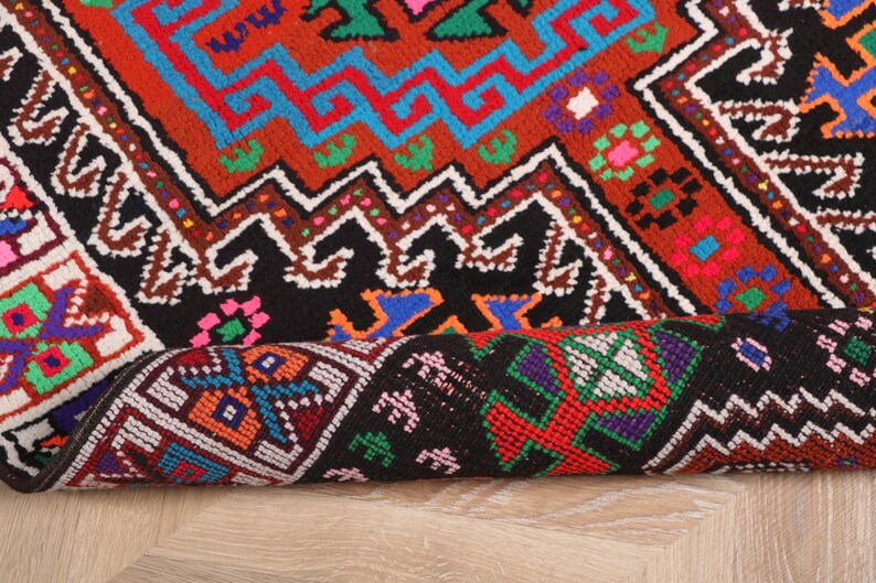 2.8x12.9 Ft Rug, Vintage Turkish Rug, Black Ombré Wool Rug - Etsy