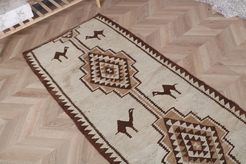 Kilim Turkish Rug, 2.5x8.4 Ft Vintage Rug, Brown Moroccan Wool Rug - Etsy