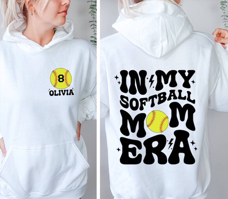 Custom in My Softball Mom Era Hoodie, Softball Mama Hoodie, Mother's ...