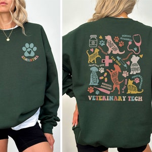 Custom Vet Assistant Sweatshirt, Retro Groovy Vet Tech Sweater, Animal ...