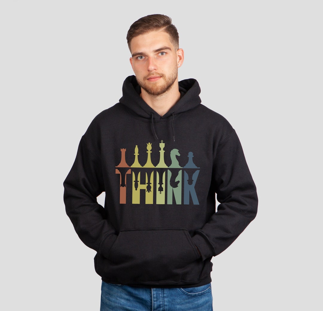 Retro Think Hoodie, Chess Shirt, Gift for Chess Player, Gambit Hoodie ...