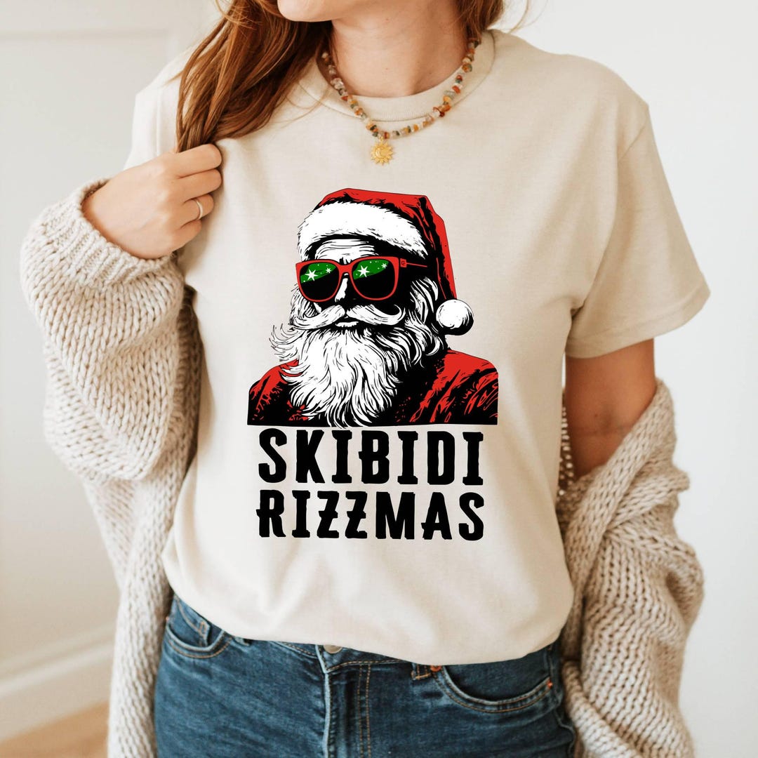 Skibidi Rizzmas Christmas Rizz Santa Claus Shirt,gen Z Gidt Idea, Sigma ...