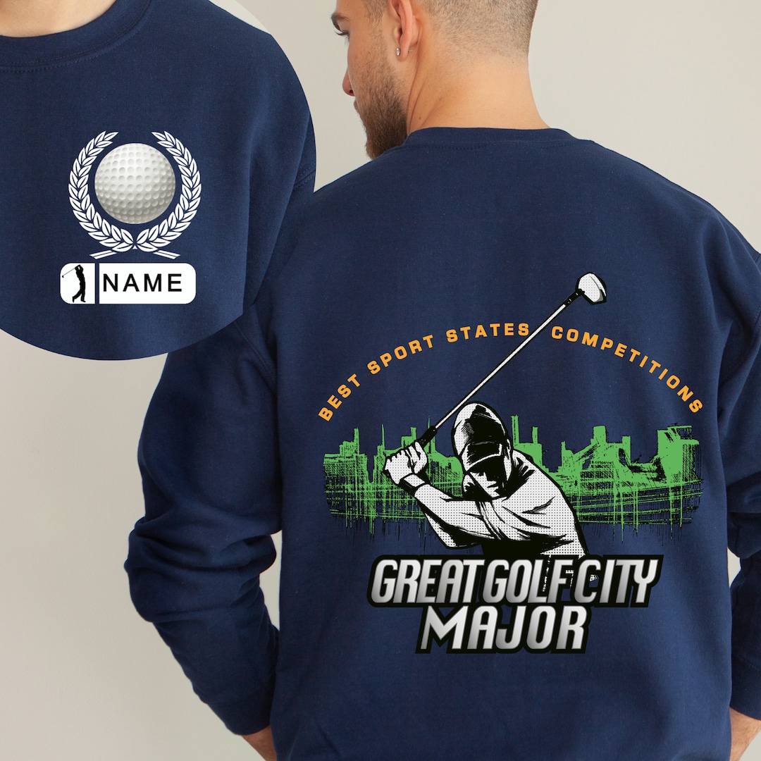 Custom Men's Golf Player Typography Sweatshirt, Golfing Design ...