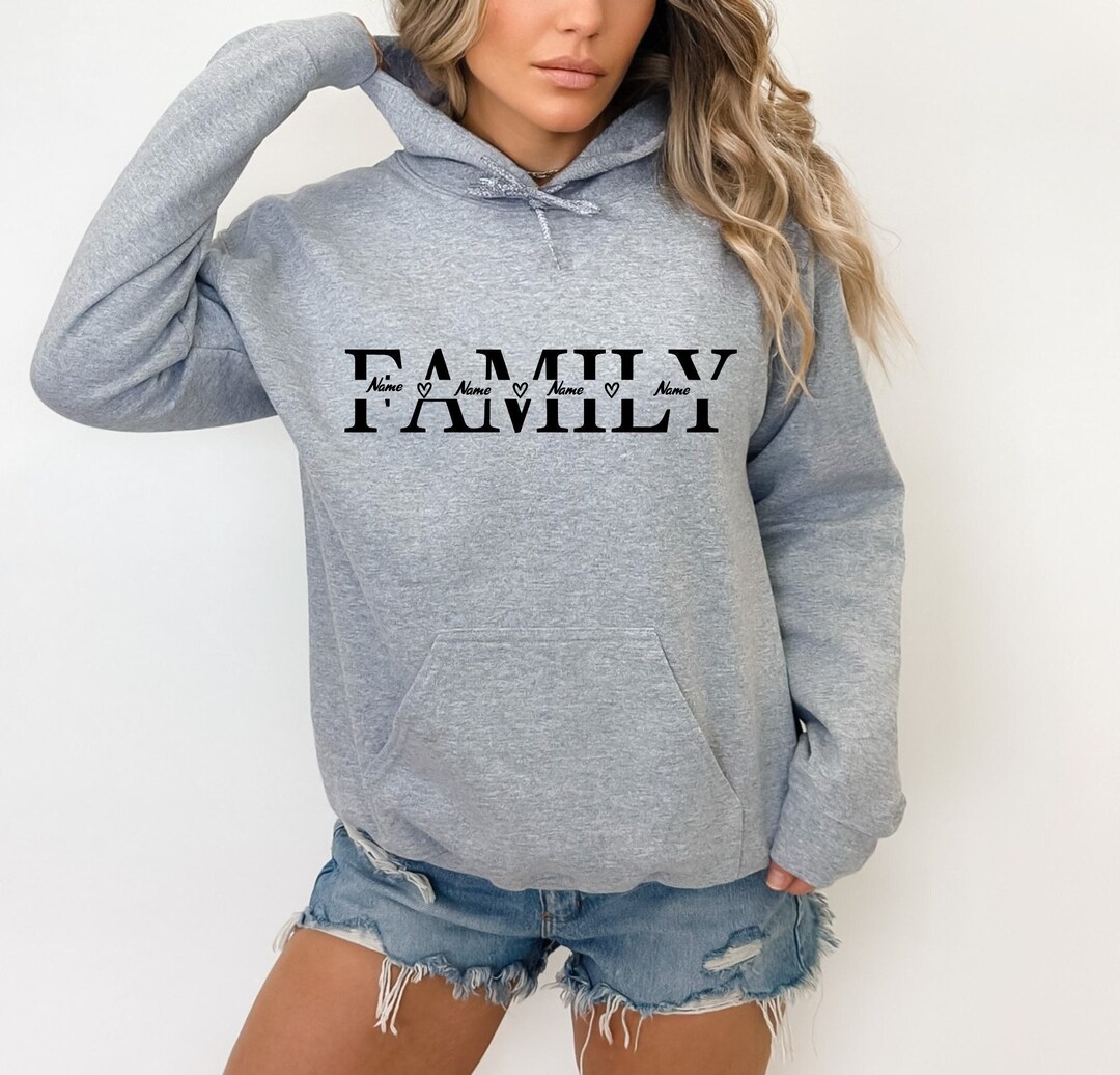 Custom Family With Names Sweatshirt Hooded, Family Personalised Shirt ...