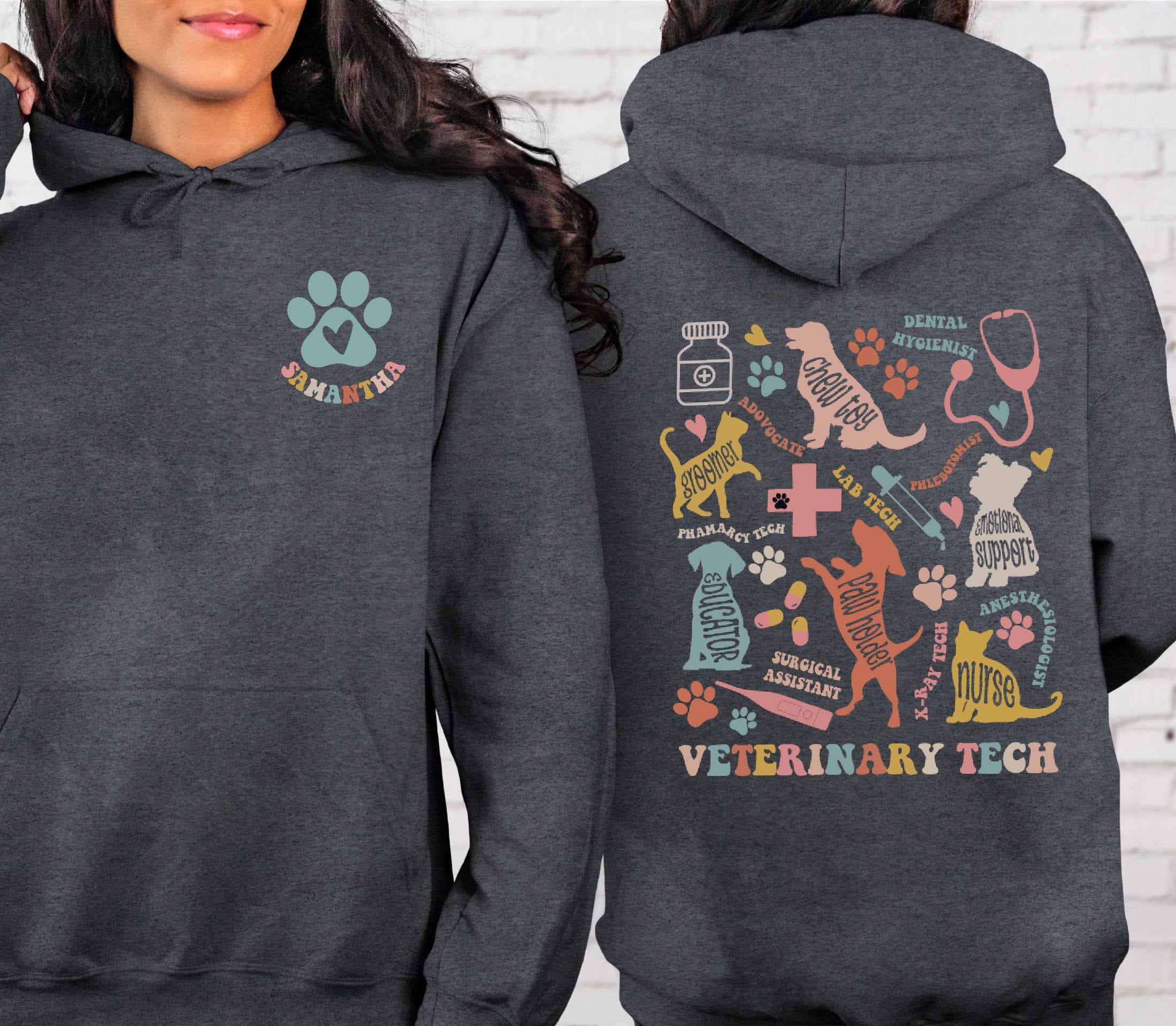 Custom Vet Assistant Hoodie, Retro Vet Tech Hoodie, Animal Doctor Gift ...