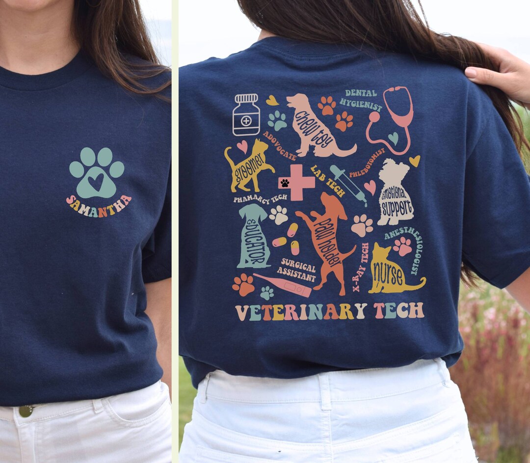 Custom Vet Assistant Shirt, Retro Groovy Vet Tech Shirt, Animal Doctor ...