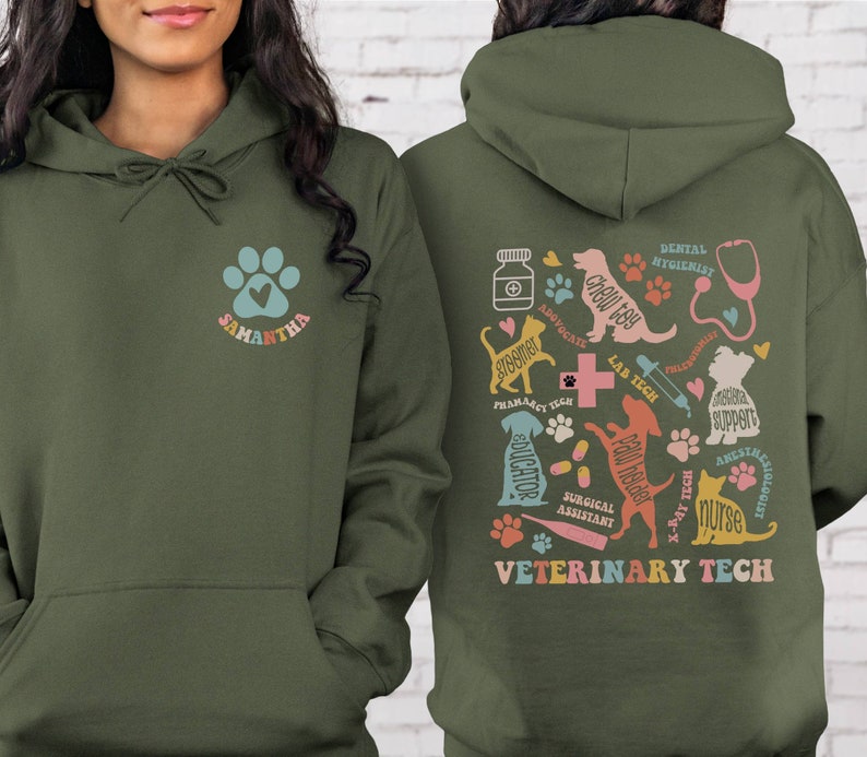 Custom Vet Assistant Hoodie, Retro Vet Tech Hoodie, Animal Doctor Gift ...