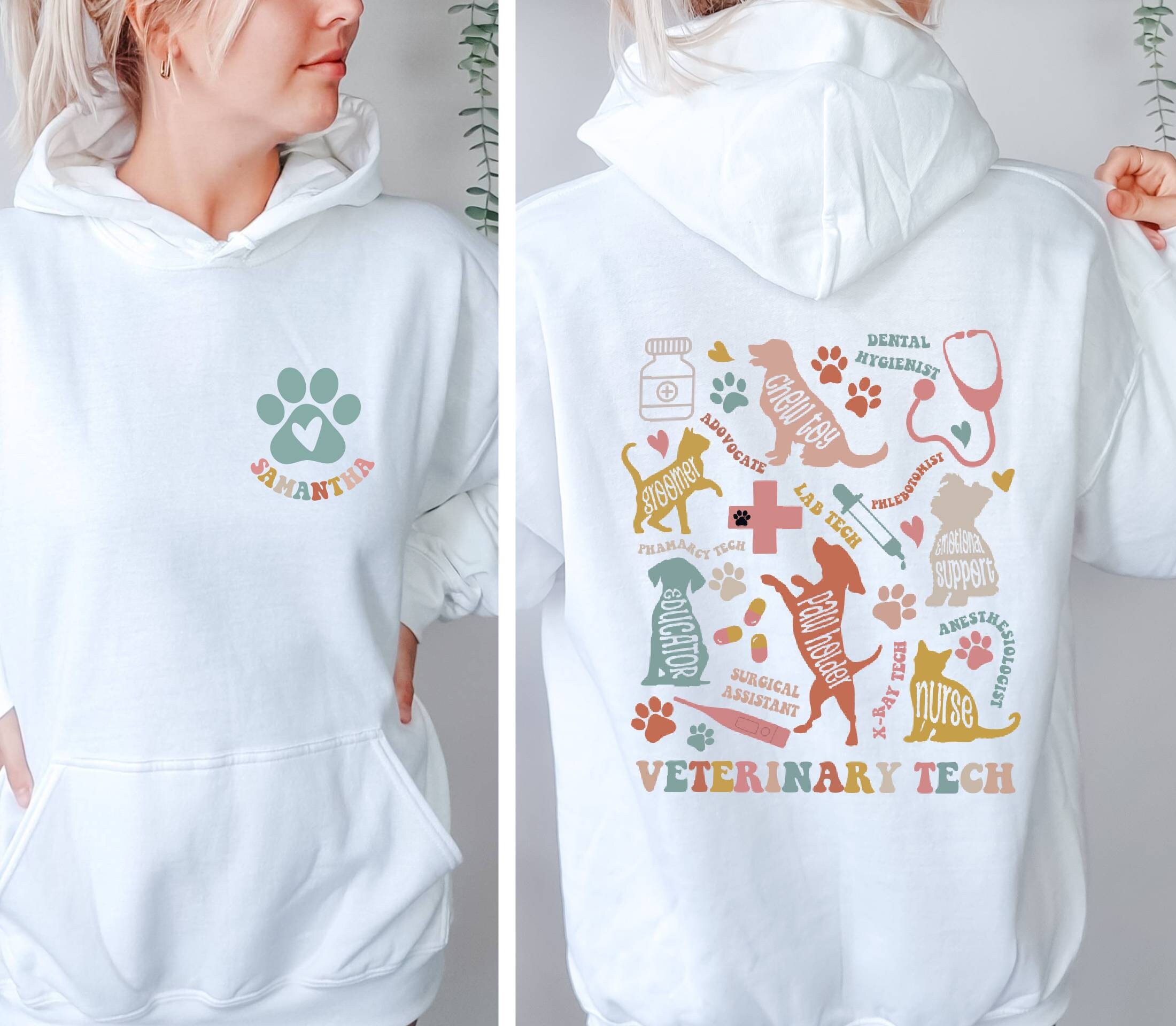 Custom Vet Assistant Hoodie, Retro Vet Tech Hoodie, Animal Doctor Gift ...