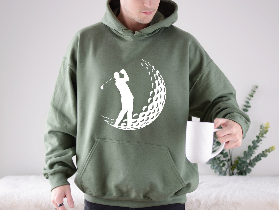 Men's Golf Player Typography Hoodie, Male Golfer, Gift for Golf Lovers ...