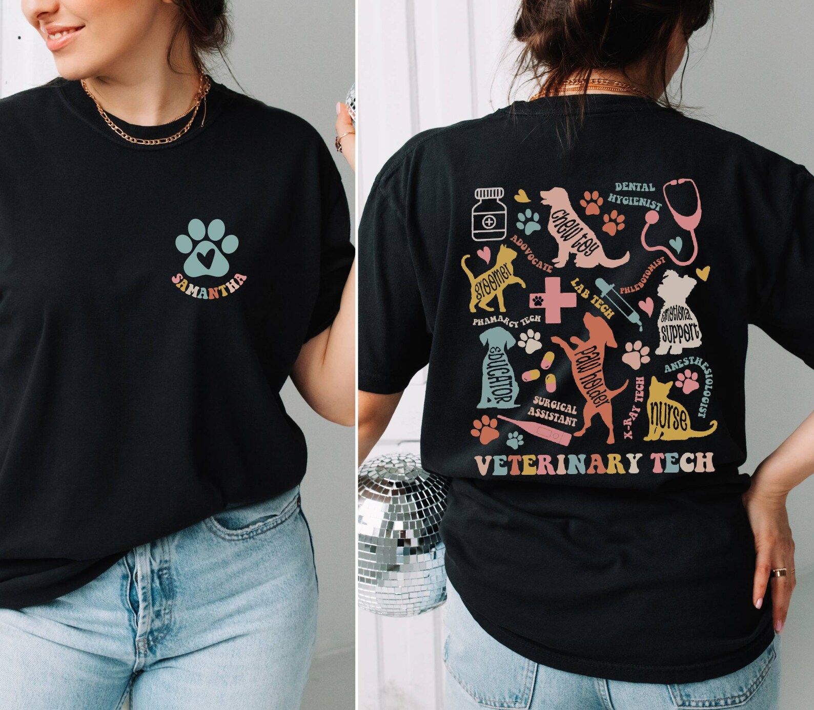 Comfort Colors® Custom Vet Assistant Shirt, Retro Groovy Vet Tech Shirt ...
