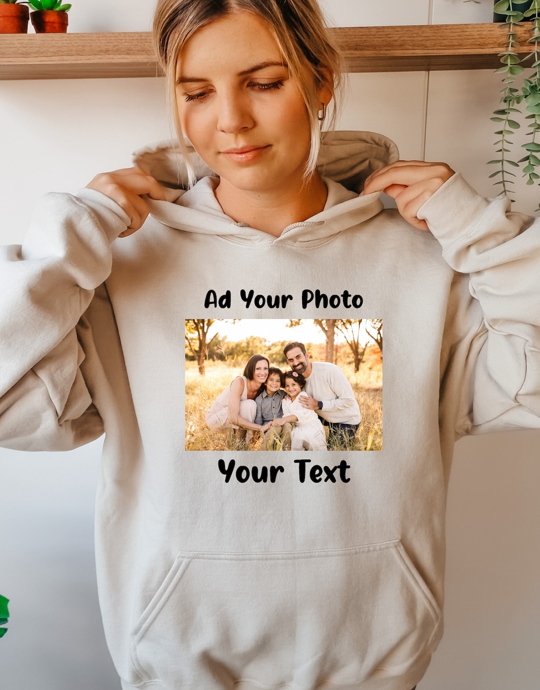 Custom Your Photo and Text Hoodie, Customize Photo Custom Hoodie ...