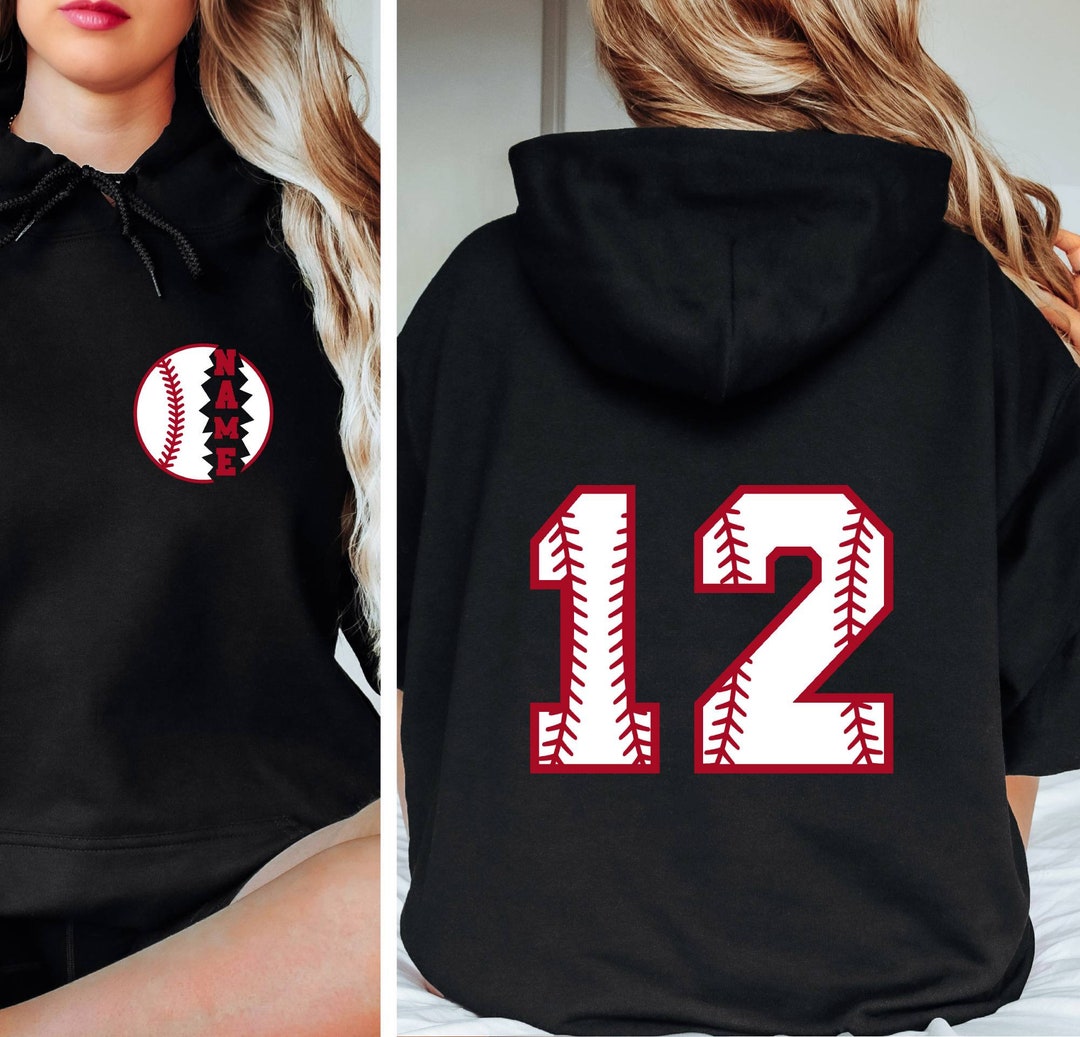 Custom Name and Number Baseball Hoodie, Women's Custom Baseball Hoodie ...
